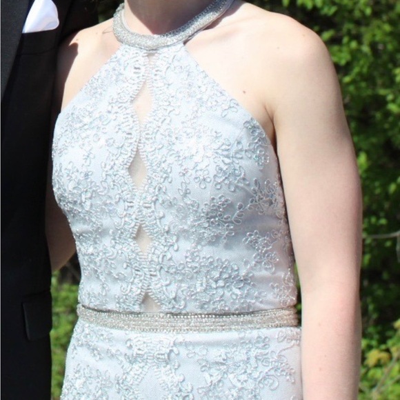 ellie wilde | Dresses | Silver Ellie Wilde Prom Dress Size 4 Worn Once ...